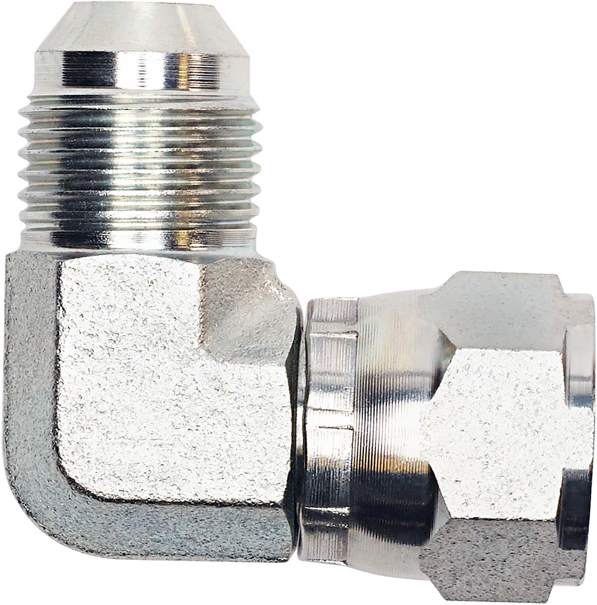 Hydraulic Adapters, 90° Elbow, Male JIC X Female JIC Swivel – Kent Automotive