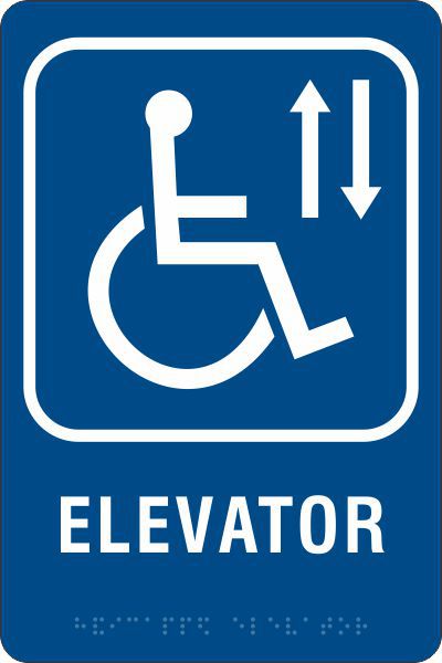 ADA Braille Handicap Elevator Up/Down Arrow Sign With Picto, Acrylic ...