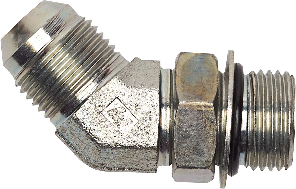 Hydraulic Adapters, 45° Elbow, Male JIC X Male SAE ORB – Kent Automotive