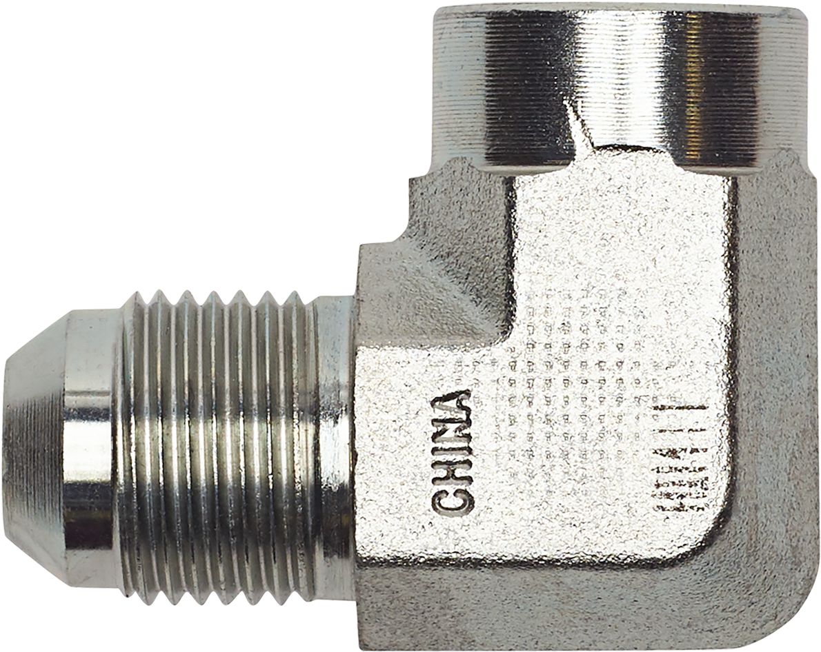Hydraulic Adapters, 90° Elbow, Male JIC X Female NPTF – Kent Automotive