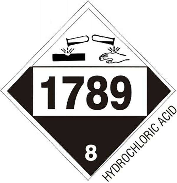 1789 Hydrochloric Acid Class 8 Placard With Corrosive Picto, Aluminum ...
