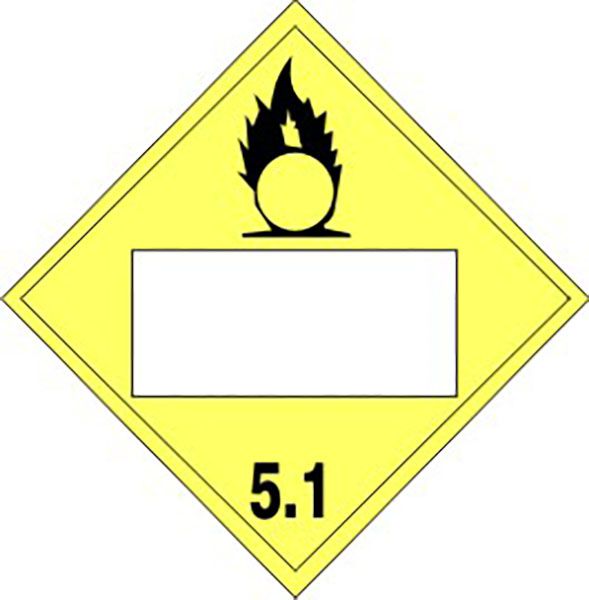 Blank Box Hazard Class 5.1 DOT Placard With Oxidizer Flame Ball Picto ...