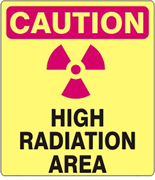 Caution High Radiation Area Label With Radiation Symbol, Adhesive Viny ...